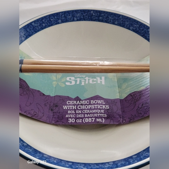 Disney | Kitchen | Disney Stitch Blue And White Ceramic Bowl With ...